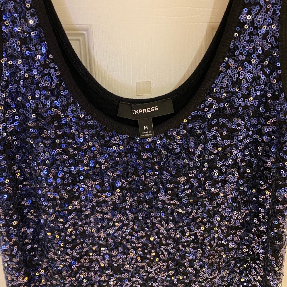 Beautiful Dark Blue Sequin Mini Dress - From Express - Gem